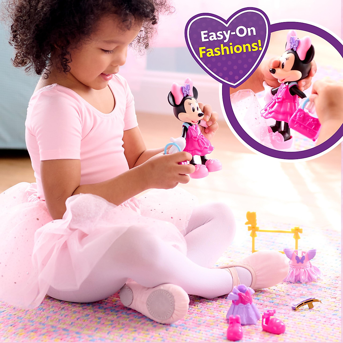 Just Play Disney Junior Minnie Mouse Fabulous Fashion Ballerina Doll, 13-piece Doll and Accessories, Officially Licensed Kids Toys for Ages 3 Up