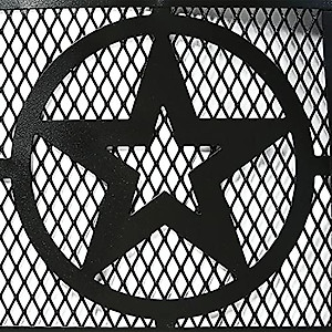 Sunnydaze 40-Inch Round Steel Fire Pit Table with Durable Spark Screen and Poker - Portable Design - Black - Four Star