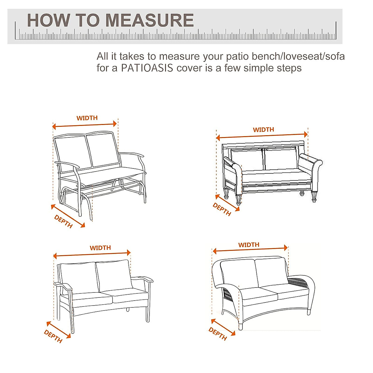 PATIOASIS Outdoor Furniture Cover Waterproof for Loveseat, 2-3 Seater Hampton Bay Patio Sofa Covers 79in L x 37in W x 35in H 600D Durable Patio Lawn Wicker Loveseat Covers