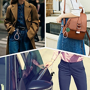 Lostars Wristlet Keychain Bracelet 14k Gold Keychain Cute Crystal Keychain Beaded Key Chain Wristlet for Car Keys (Pink Crystal)