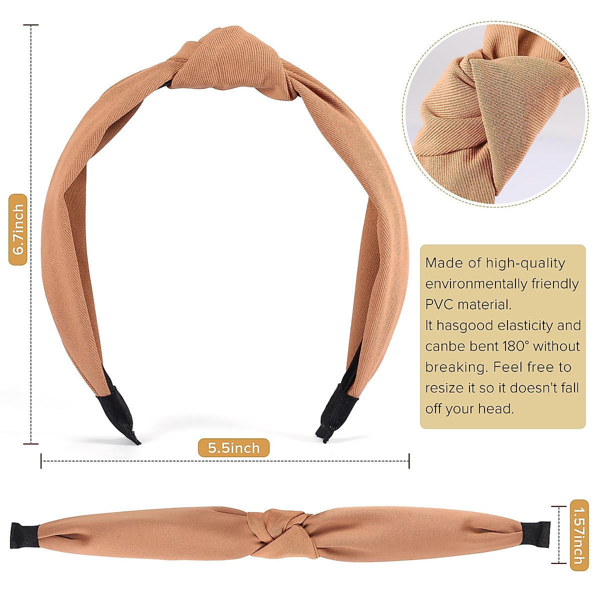 DiyJibb Headbands for Women Girls - 6PCS Stylish Top Knotted Headbands - Knotted Headband For Women - Head Bands Wide Hairband Hair Accessories