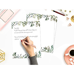 Leaf Border Stationery Writing Paper 100 Sheets, Greenery Letterhead Paper 8.5 x 11 Inches, Elegant Writing Paper, Pretty Stationary Paper, Decorative Printer Paper