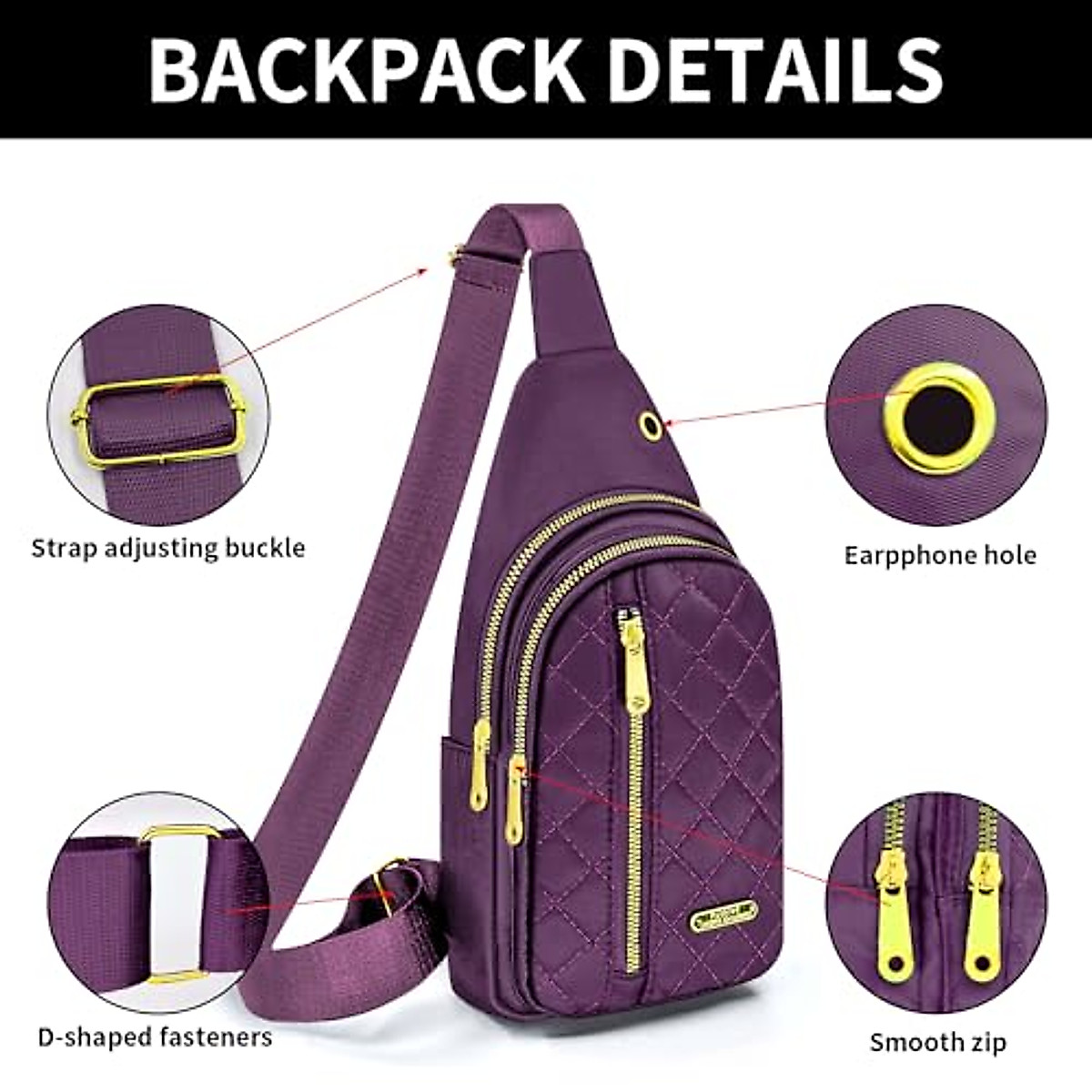 Aisijimo Small Sling Bag For Women Men Casual Crossbody Sling Backpack