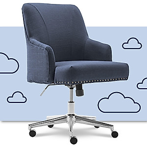 Serta Style Leighton Home Office Chair, Sanctuary Blue Twill Fabric 27.25D x 24W x 38.75H in