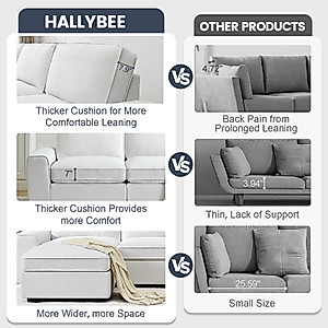 HALLYBEE 101" Modular Sectional Sofa Convertible L Shaped Couch with Storage Ottoman Linen White Couch with Chaise Comfy Sectional Couches for Living Room Apartment Office