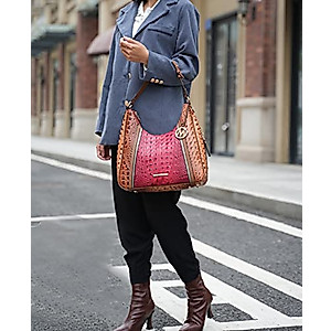 MKF Collection Hobo Bag for Women's - Crocodile Embossed Vegan Leather Top Handle Shoulder Handbag Purse