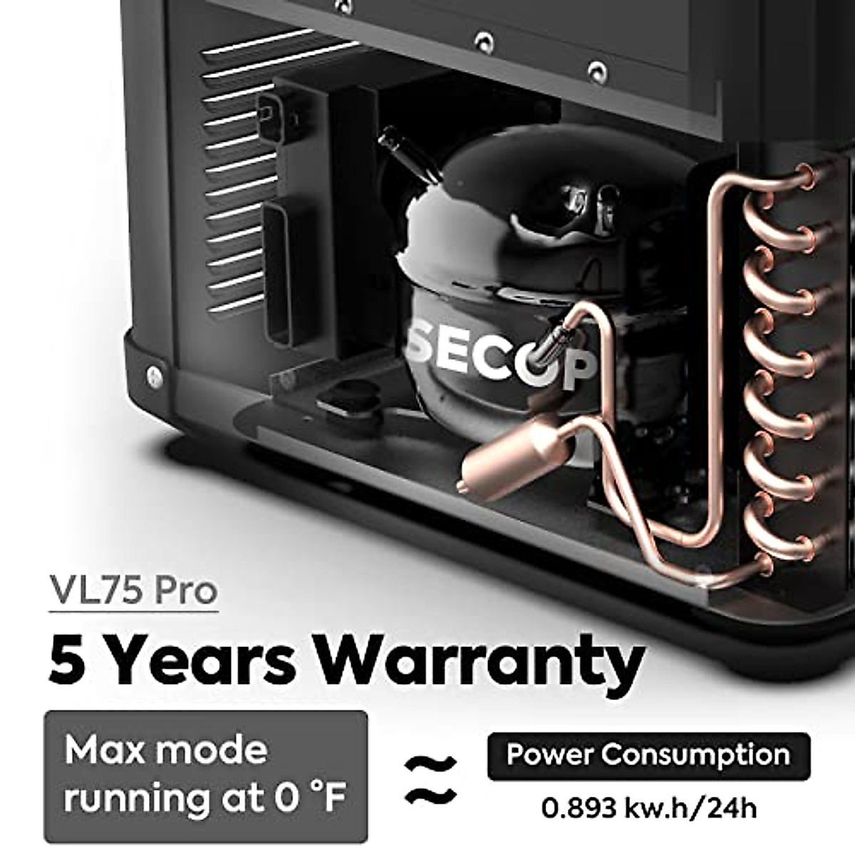 ICECO VL75 ProD Portable Refrigerator, Multi-directional Lid, Dual USB & DC 12/24V, AC 110-240V, 75L Dual Zone Steel Compact Refrigerator Powered by SECOP, 0℉ to 50℉, Home & Car Use [Upgrade, 79 Quarts]