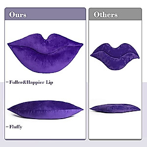 AELS 3D Large Lips Throw Pillows Smooth Soft Velvet Decorative Throw Pillows Love Pillows Cute Pillow 24 X 12 inches for Couch Sofa Bed Living Room Bedroom, Purple