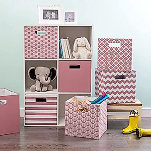 DII Poly-Cube Storage Collection Hard Sided, Collapsible Solid, Large, Rose