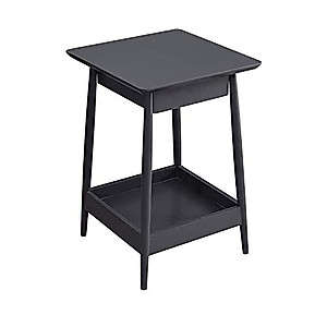 ZHAOLEI Steady Pine Wood Storage Cabinet Stable Bedside Table Nightstand Easy Install, Black