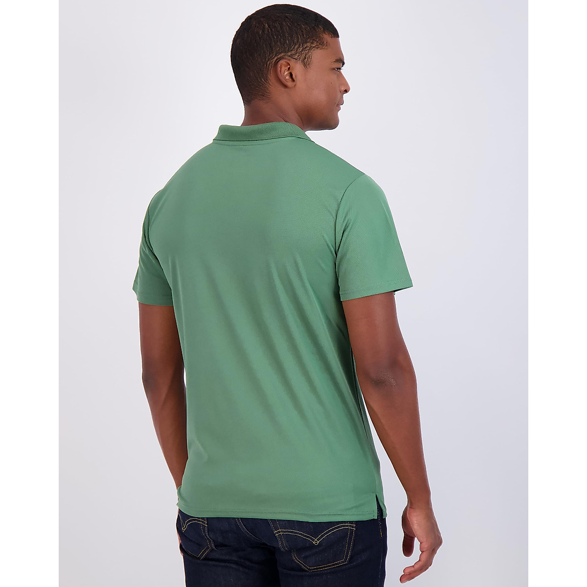 Real Essentials 3 Pack Mens Dry Dri Fit Polo Shirt Short Sleeve Golf Tennis Active Athletic Performance Work Sports Collared Business Casual Tee