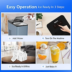 VECYS Upgraded Ice Maker, Premium Countertop Ice Machine 26LBS Daily Ice Making Capacity and Self-Clean Function with Ice Scoop and Basket, Aqua Blue