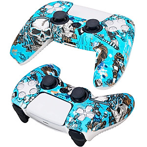9CDeer 1 Piece of Silicone Transfer Print Protective Cover Skin + 10 Thumb Grips for PlayStation 5 / PS5 Controller Sorceress