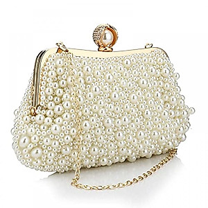 Women Pearl Clutch Purses Beaded Bag Evening Handbags for Wedding Party