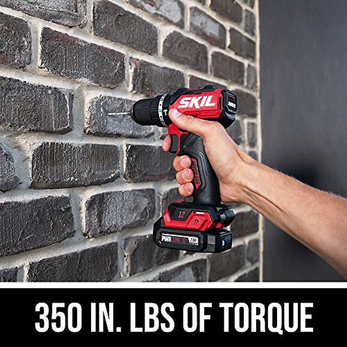 SKIL PWR CORE 12 Brushless 12V 1/2 In. Compact 3-In-1 Varible-Speed Hammer Drill Kit with 1/2'' Keyless Ratcheting Chuck & LED Worklight Includes 2.0Ah Battery and PWR JUMP Charger - HD6290A-10