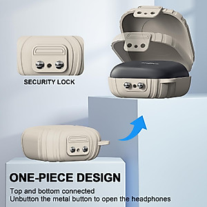 [Secure Lock] Silicone Case for SHOKZ OpenFit Open-Ear True Wireless Bluetooth Headphones Full Body Anti-Scratch Shockproof Protective Cover for SHOKZ OpenFit T910 Earbuds with Keychain (Off White)