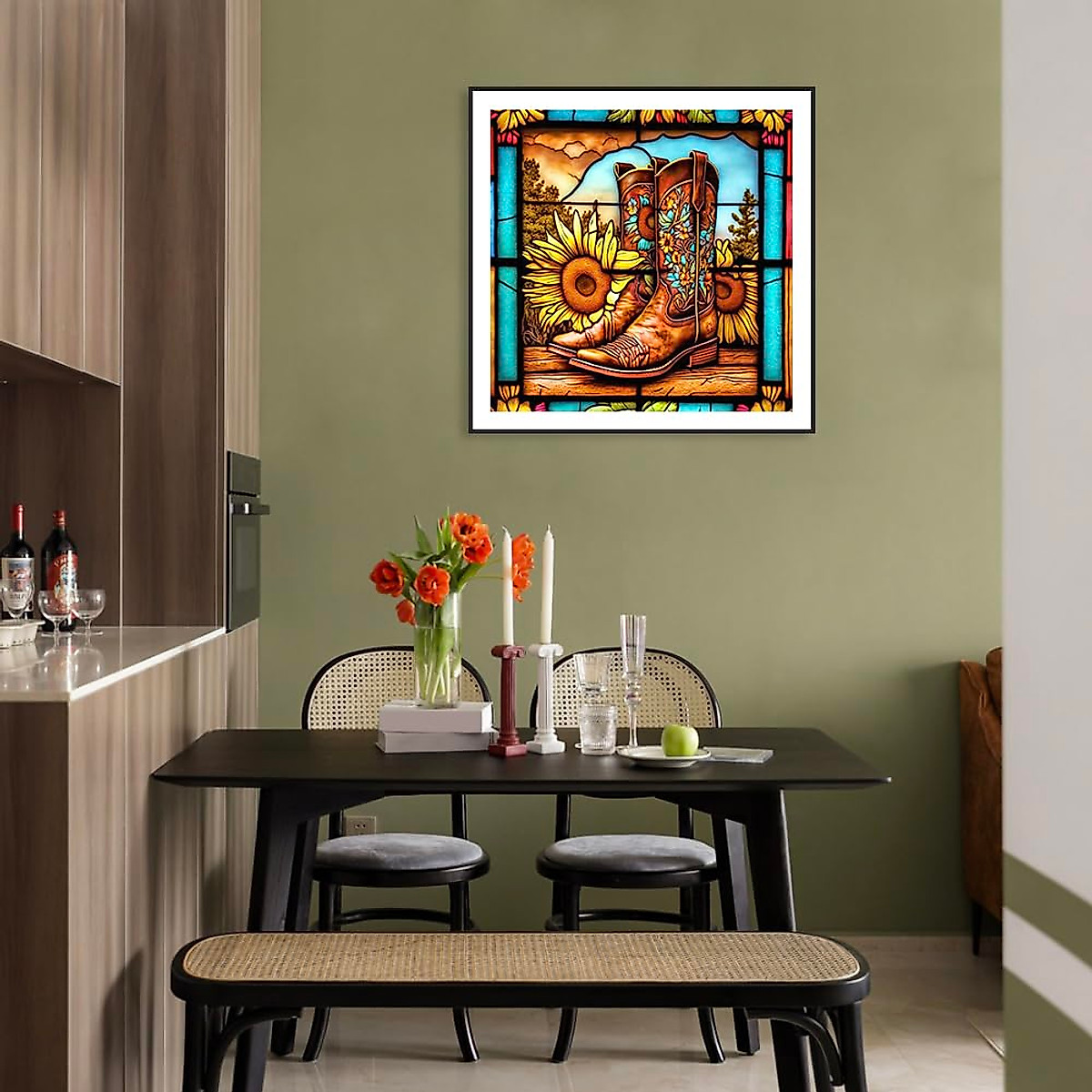 Stalente Diamond Painting Kits for Adults, 5D DIY Diamond Art Kits for Beginners Round Full Drill Diamond Painting for Home Wall Decoration Gift 12×12inch, Sunflower Boots