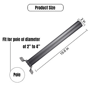2PCS 20" Light Pole Mount, Solar Light Pole Solar Lighting Mounting Bracket Extension Pole, Lights Fixture Antenna Adaptor, Outdoor Arm for Street Light,Used for Barn Lamps, Post Tree, Wall (2 Black)