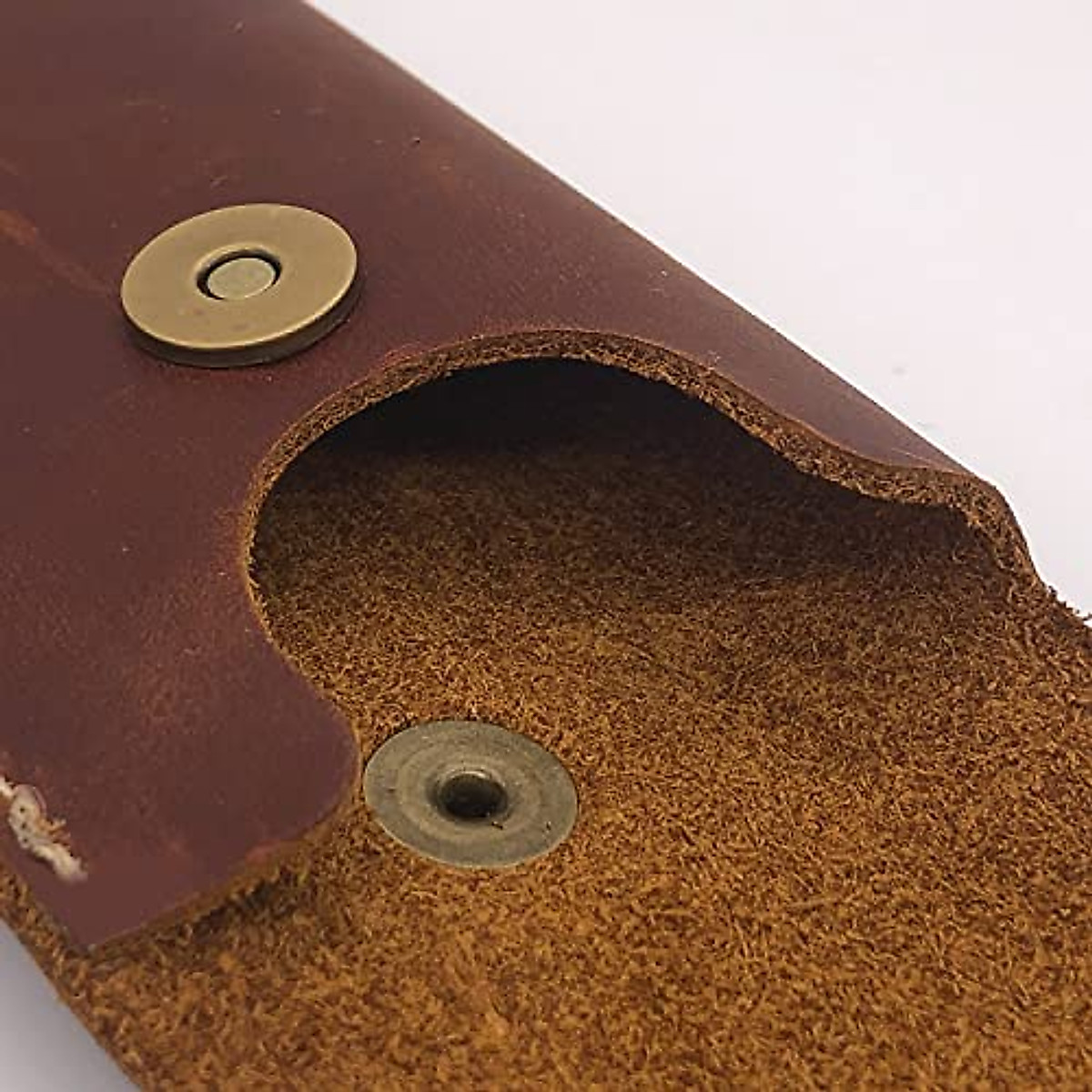 Leather Pocket Knife Sheath, Belt Leather Sheath for Folding Knife (Dark Brown)