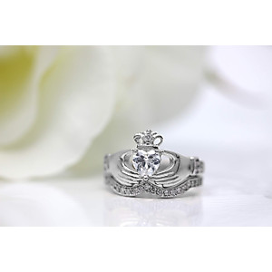 CaliRoseJewelry Sterling Silver Irish Claddagh Birthstone Ring Set July (Size 6)