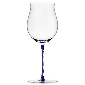 LUXU Wine Glasses(32oz) with Long Blue Stem & Clear Base,Luxury Crystal Red & White Wine Glasses Set of 2, Hand Blown,New World Designed Goblet in Premium Box,Perfect idea for Wine Lovers