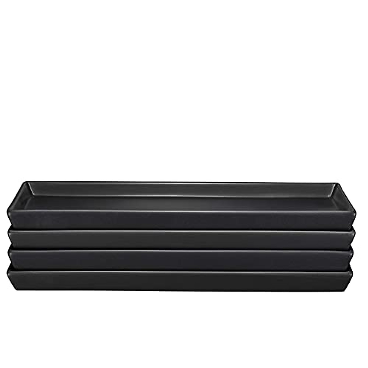 Bruntmor Matte Black Ceramic Serving Platters (14 X 6 Inch Rectangle Plates) Serving Dishes for Entertainment, Food Appetizers, Deserts, Starter, Charcuterie, Sushi Set of Party Tray - Set of 4