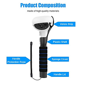Dual Handles Extension Grips For Oculus Quest, VR Light Handle Touch Controller For Quest 2 Or Rift S Playing Beat Saber Games