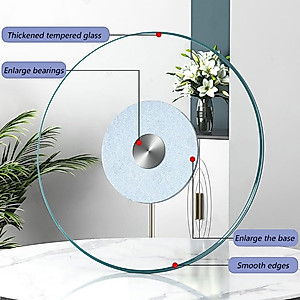 MAGILL 36in Tempered Glass Turntable for Dining Table Centerpiece Rotating Tray，Round Lazy Susan Turntable with Aluminum Alloy Bearing, Easy to Share Food (Color : Clear, Size : 60cm/24in)