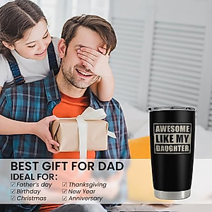 SANDJEST Gift from Daughter to Dad - 20oz Tumbler with Lid for Father - Insulated Stainless Steel Mug - Funny Coffee Mug for Outdoor Travel Sport Office, Gifts for Birthday Father’s Day