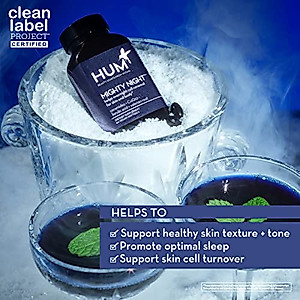HUM Mighty Night - Nighttime Skin Supplement with Moisturizing Ceramides + Anti Aging CoQ10 and Ferulic Acid to Promote Skin Cell Turnover Overnight - Nighttime Beauty Vitamins for Women (60 Softgels)
