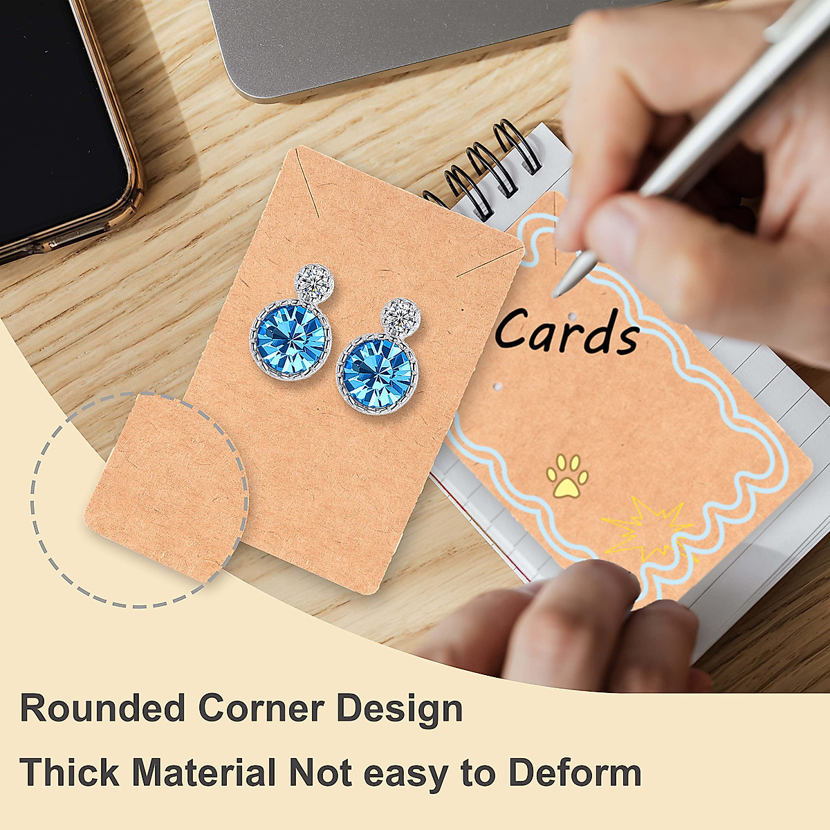 Earring Cards for Selling Including 120 Pcs Earring Holder Cards, 120 Earring Packaging and 240 Pcs Earring Backs, for Earrings/Necklace/Jewelry Display, Jewelry Packaging 3.5x2.4 Inches (Brown)