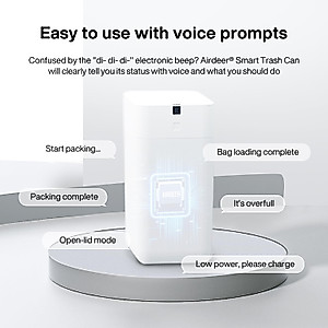 Airdeer Automatic Trash Can, 3 Gallon Self Sealing and Self-Changing Smart Trash Can, Motion Sensor, Touchless Garbage can with lid for Kitchen Bathroom Bedroom Office, 6 Refill Rings(C3, White)