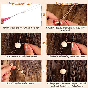20 Pieces Hair Extension Loop Needle Threader Pulling Hook Needle Bead Device for Hair or Feather Extensions Supplies, DIY Hook Tool Loop Tools(Pink)