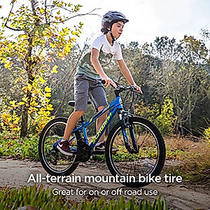 Schwinn Replacement Bike Tire, 24" x 1.95" Mountain Bike Tire, Wide & Blocky Knobs, Steel Bead Construction, Fits Internal Rim Widths 19mm-29mm, PSI Range 35 to 65