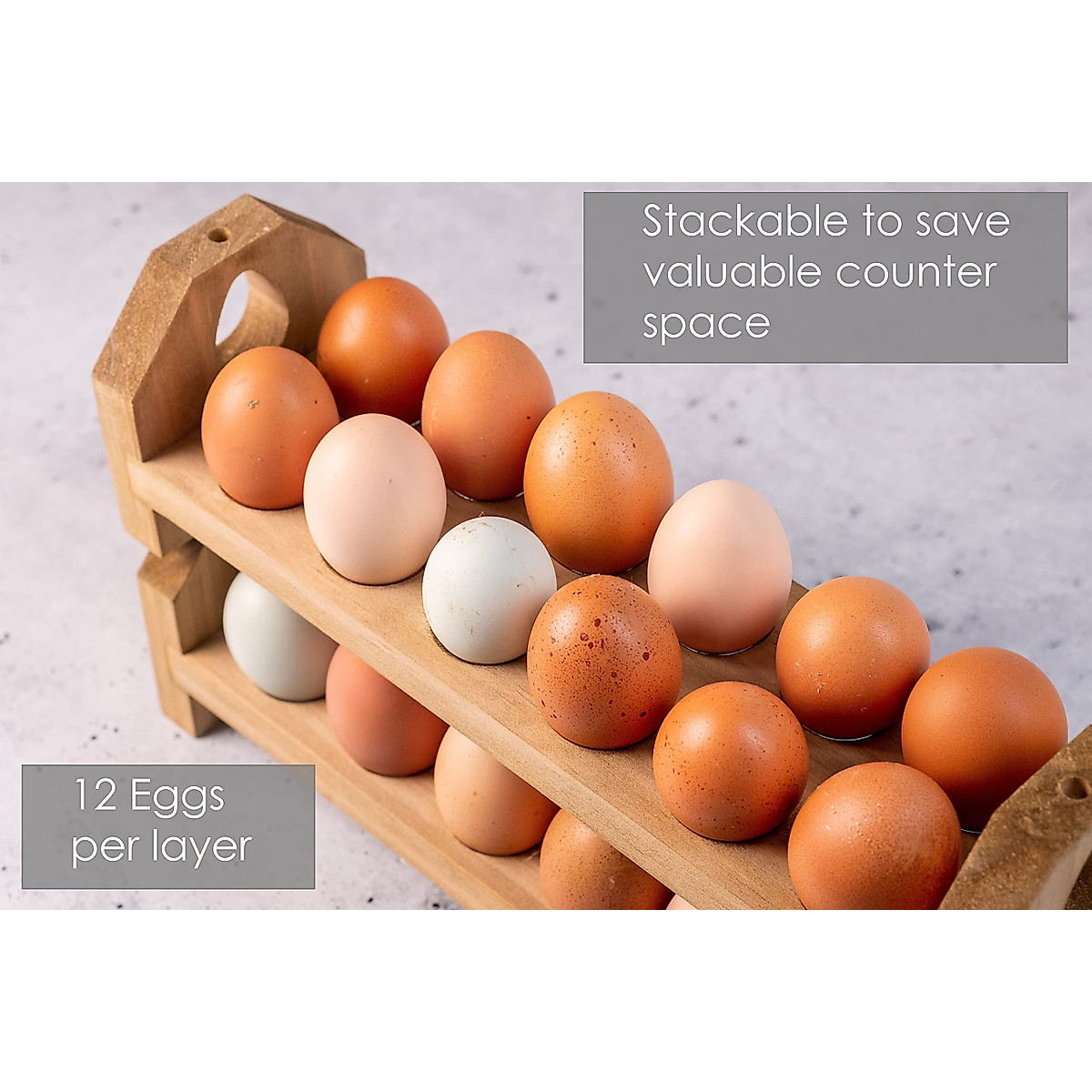 Farmhouse Stackable Wood Egg Holder l Egg Storage l Fresh Egg Storage l Wooden Egg Holder l Wooden Egg Rack l Wood Egg Carton l Egg Tray (1)