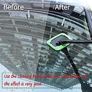ZWZCYZ Car Window Cleaner, Windshield Cleaner Car Cleanser Brush Windshield Cleaning Tool Set with Detachable Handle 4Pcs Microfiber Cloths and Spray Bottle for Auto Windshield Wiper,Use Wet or Dry