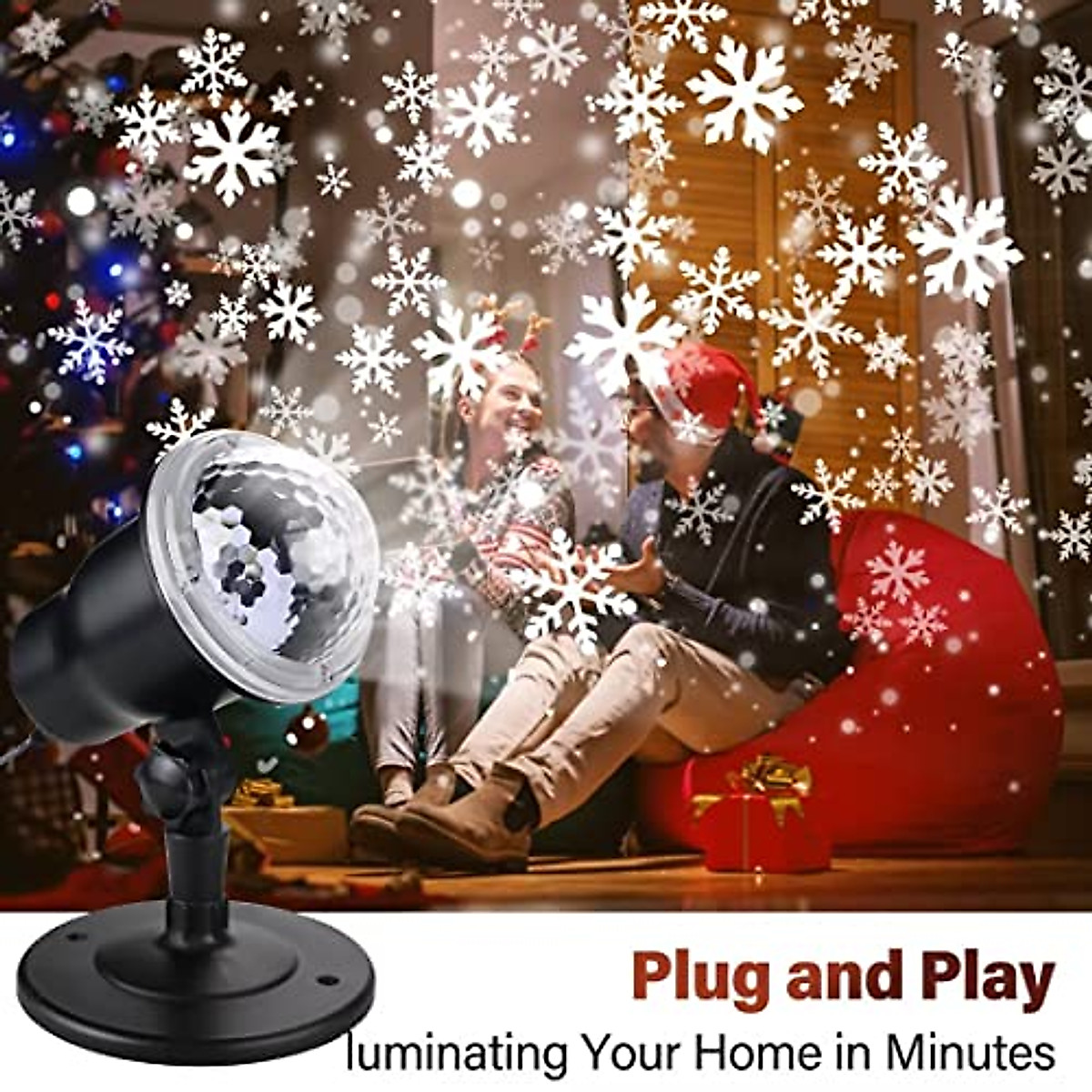 Christmas Snowflake Projector Lights Outdoor Led Snowfall Show with Remote Control Waterproof Landscape Decorative Lighting for Christmas Holiday Party Wedding Garden Patio
