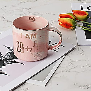 30th Birthday Gifts for Women - Funny Turning 30 Year Old Birthday Gift Ideas for Wife, Mom, Daughter, Sister, Aunt, Best Friends, BFF, Coworkers - Fabulous Pink Marble Mug, Ceramic 11.5oz Coffee Cup