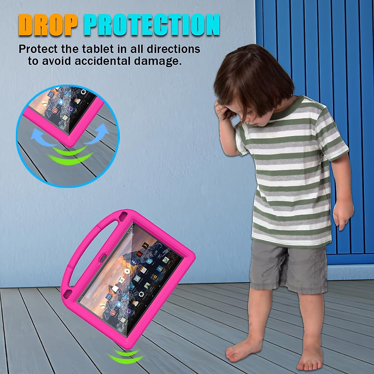 All-New Tablet Kids Case for 2021 Tablets 10in - Patamiyar Light Weight Shock Proof 10" Kids Friendly Case with Screen Protector Handle Stand Imcompatible with 10inch Samsung iPad Tablets -Rose