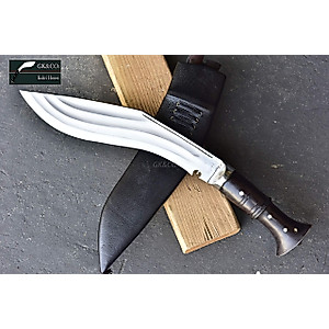GK&CO. Kukri House Genuine Kukri/khukuri - Authentic 12" 3 Chirra (3 Fuller) The Beast, Full Tang Wooden Handle, Black Leather Sheath Khukuri- Handmade in Nepal Imported