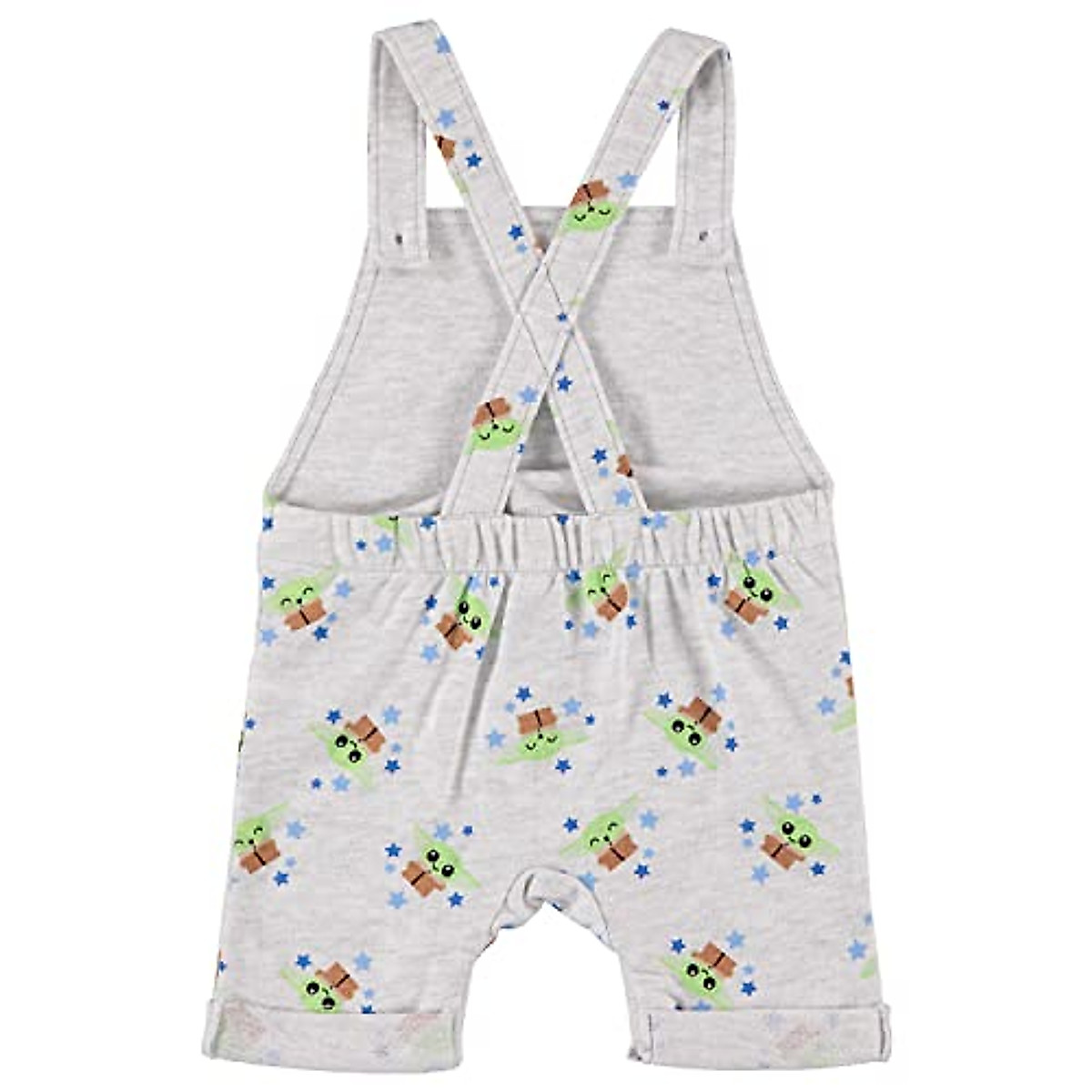 STAR WARS Happy Threads Newborn Infant Baby Yoda Boys Shortall Romper and Tshirt Set (Blue/Green/Grey, 6-9 Months) (ASTB269ST)