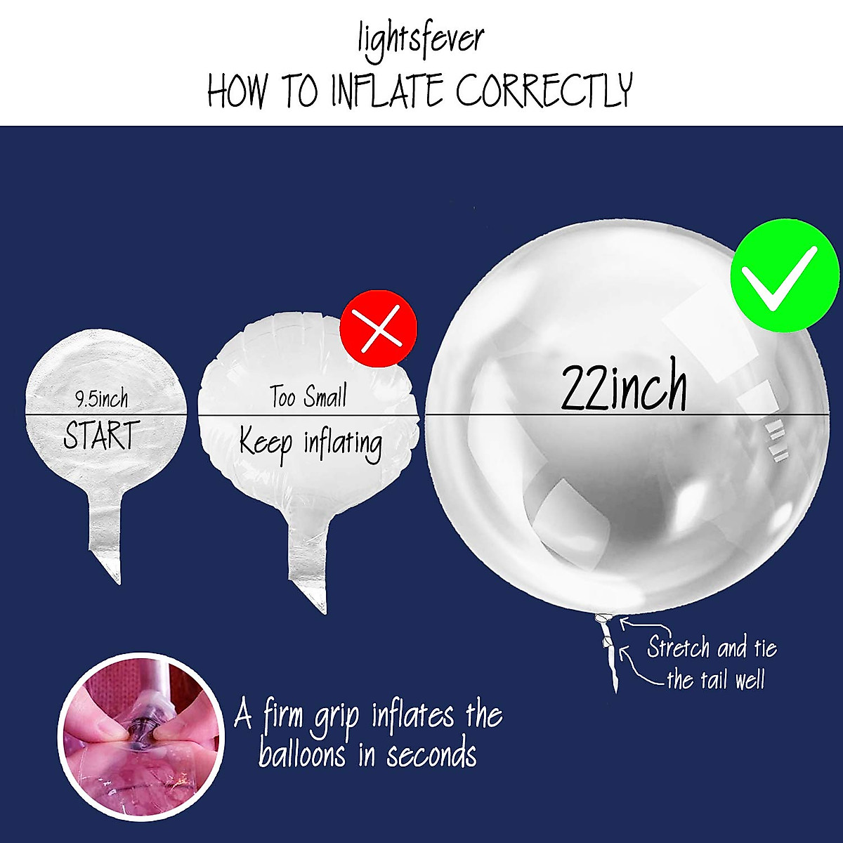 Lightsfever LED Light up Party Balloons with Batteries, 22 inch warm white Big Size Clear Bobo Balloons for Helium or Air, thanks giving party balloons(12 pack warm white)