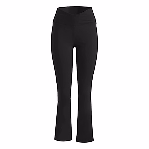 Lisapecia Flare Leggings for Women Buttery Soft Bell Bottom Bootcut Yoga Pants Crossover High Waisted Leggings Non See Through Full Length Tummy Control Athletic Workout Leggings(A-Black,Small)