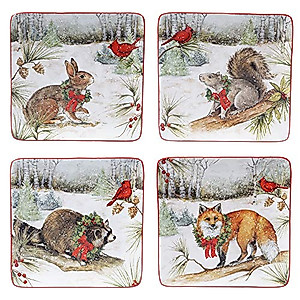 Certified International Winter Forest 8.25" Salad/Dessert Plates, Set of 4, Multicolored