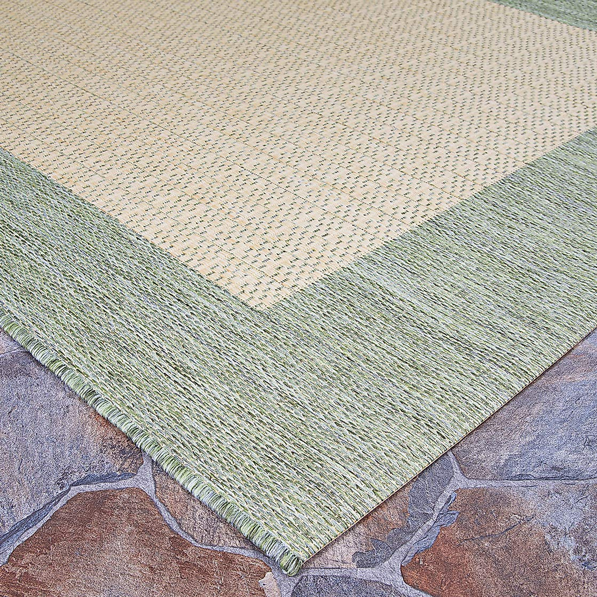 Couristan Recife Checkered Field Indoor/Outdoor Area Rug, 5'3" x 7'6", Natural-Green