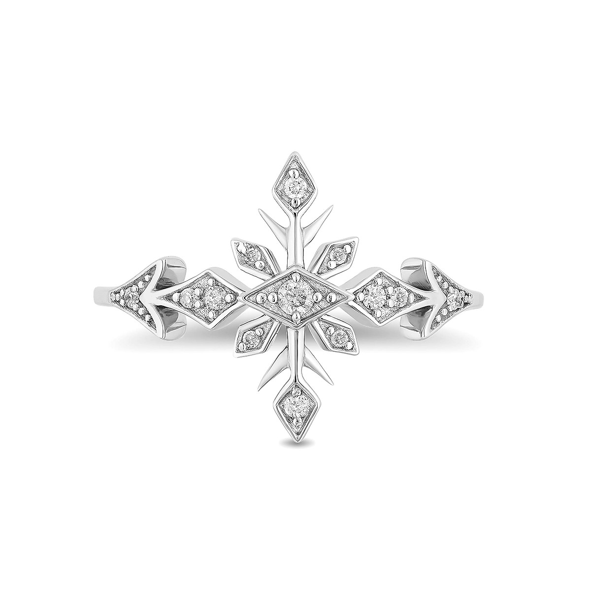 Jewelili Enchanted Disney Fine Jewelry Sterling Silver with 1/10 CTTW Diamonds Frozen 2 Elsa Fashion Ring Size 6