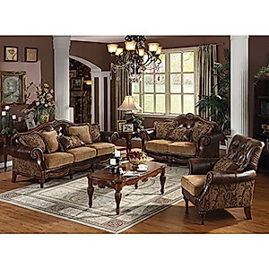 ACME FURNITURE AC-0 Sofa, 2Tone Brown PU & Chenille