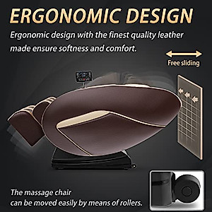 BILITOK Massage Chair Blue-Tooth Connection and Speaker, Easy to Use at Home and in The Office and Recliner with Zero Gravity with Full Body Air Pressure, 001, 50D x 26W x 40H in, Brown3