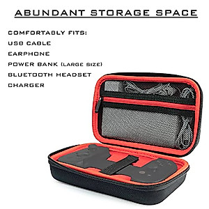 XORDING® Carrying Case Compatible with Backbone One, Nylon Hard Shell, Large Protective Carrying Case, with a Wristband, Keychain and net Pocket for Accessories (Black/Red)
