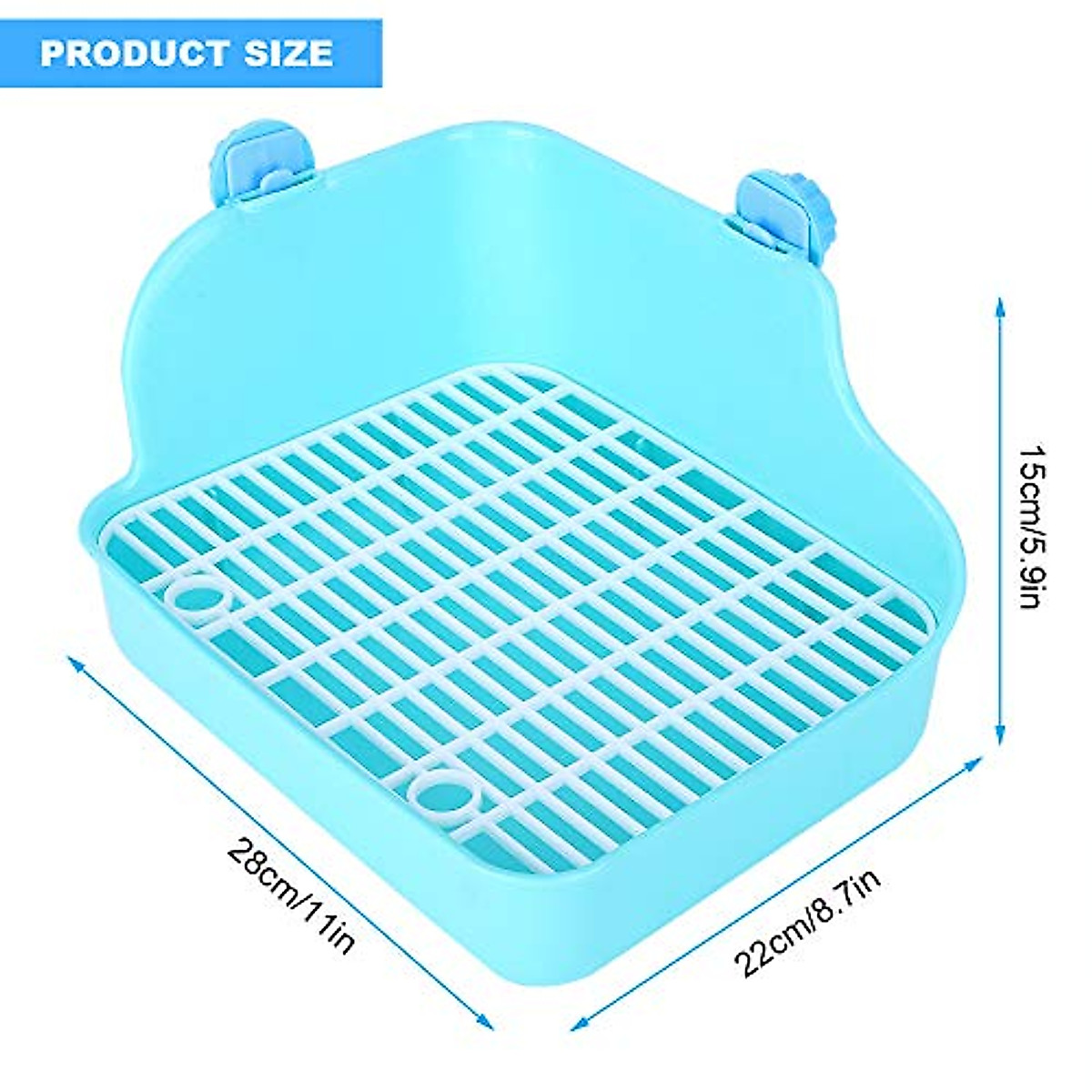 LIZEALUCKY Rabbit Litter Box Toilet, Plastic Square Cage Box Potty Trainer Corner Litter Bedding Box Pet Pan for Small Animals, Rabbits, Guinea Pigs, Chinchilla, Ferret, Galesaur, 11 x 8.7 x 5.9 in